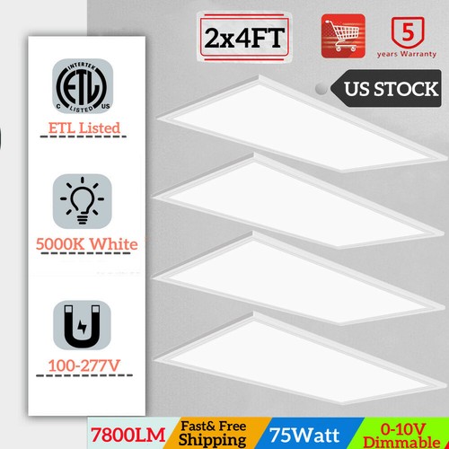 2x4 FT 4-pack Edge-lit Ultra-thin Flat Panel LED Dropped Ceiling Light ...