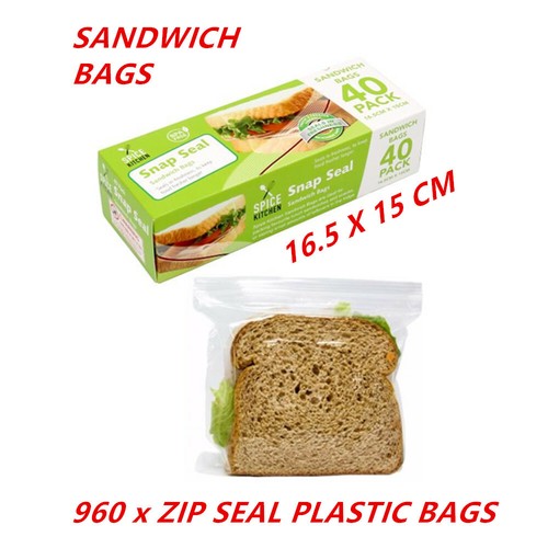 960 ZIP LOCK PLASTIC SANDWICH BAGS MEDIUM RESEALABLE SEAL RECLOSABLE ...