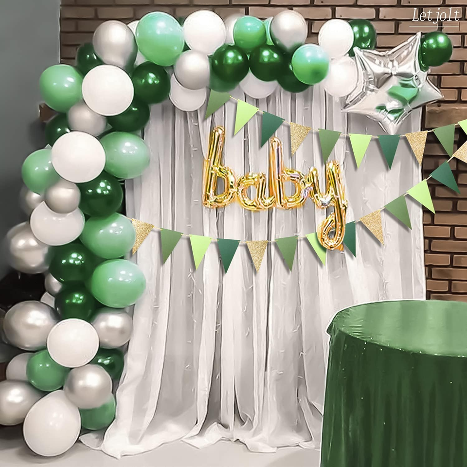 10 Ft Golden Green Triangle Banner Greenery Party Decor for New Year ...