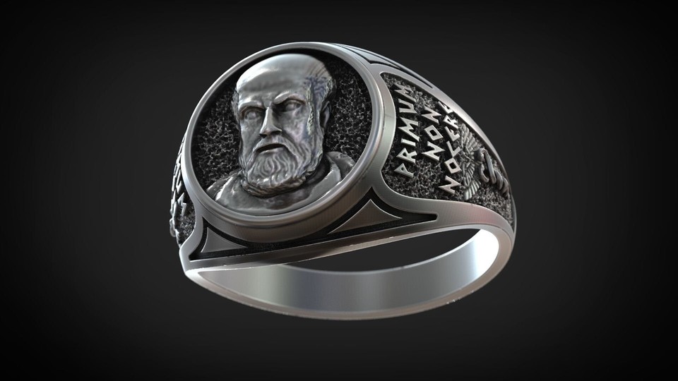 Signet ring hippocratic oath caduceus symbol ring 925 sterling silver ...