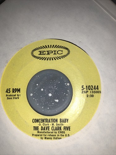 DAVE CLARK FIVE: concentration baby / red and blue EPIC 7" Single 45 ...