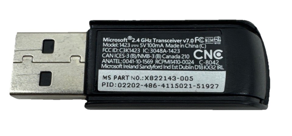 Microsoft 2.4GHZ Transceiver v7.0 USB Dongle Wireless Mouse Keyboard ...