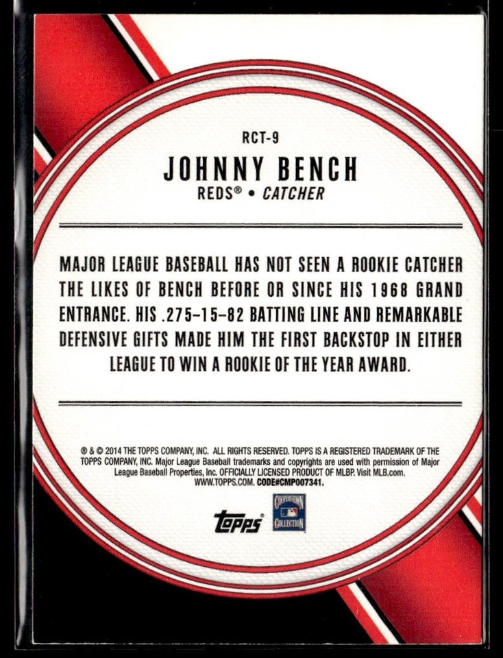 2014 Topps #RCT-9 Johnny Bench All Rookie Cup Reds Baseball Card 2901J ...