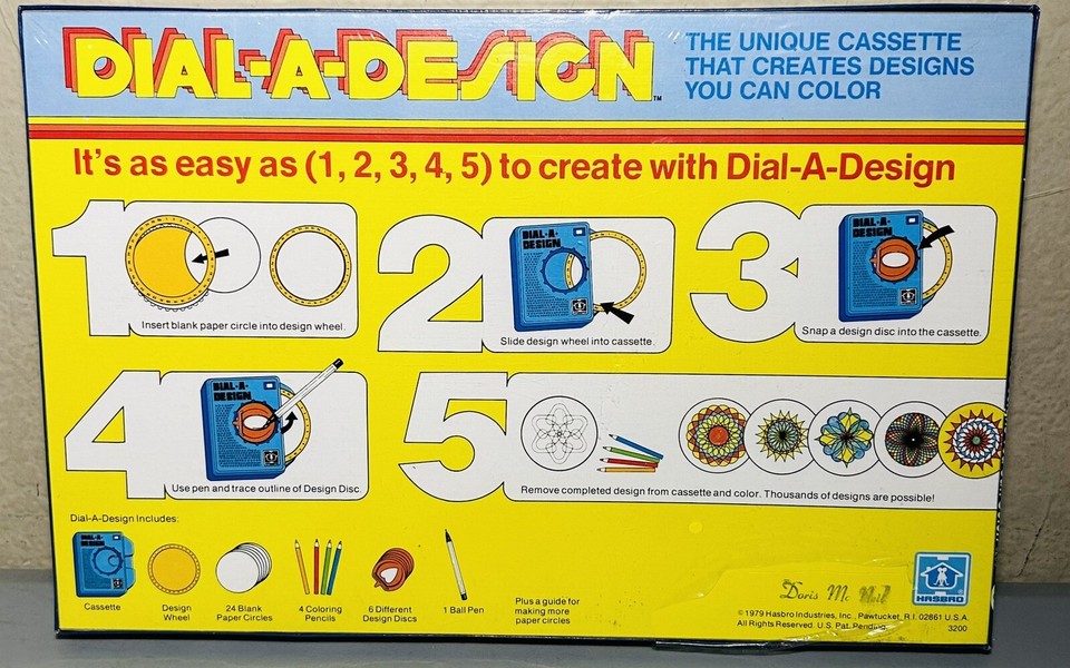 Vintage 1979 Hasbro DIAL-A-DESIGN Creative Art Cassette Color Drawing ...