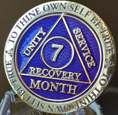 7 Month AA Medallion Reflex Purple Gold Plated Sobriety Chip Coin | eBay