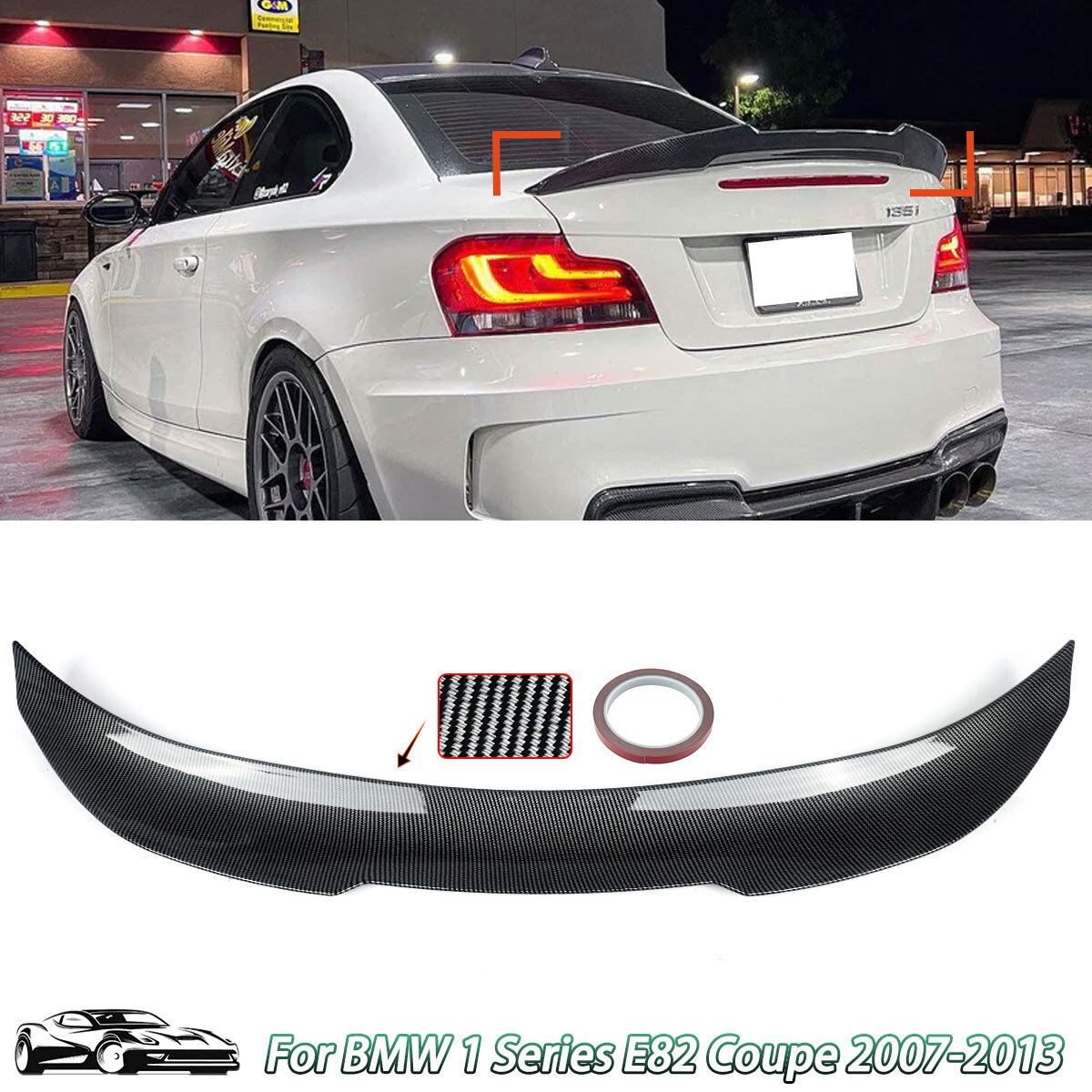 For 2008-13 BMW 1-Series E82 Coupe Carbon Look Rear Lip Trunk Spoiler ...