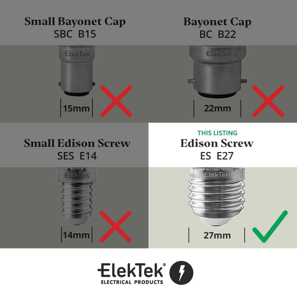 ElekTek E27 Batten Base Edison ES Light Lamp Bulb Holder BESA Conduit ...