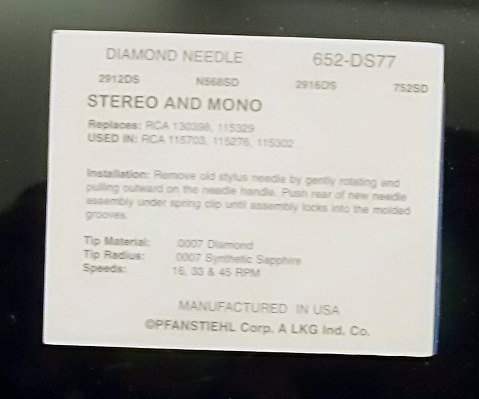 TURNTABLE RECORD STYLUS NEEDLE RCA 204-1 115328 115329 115911 647-DS77 ...