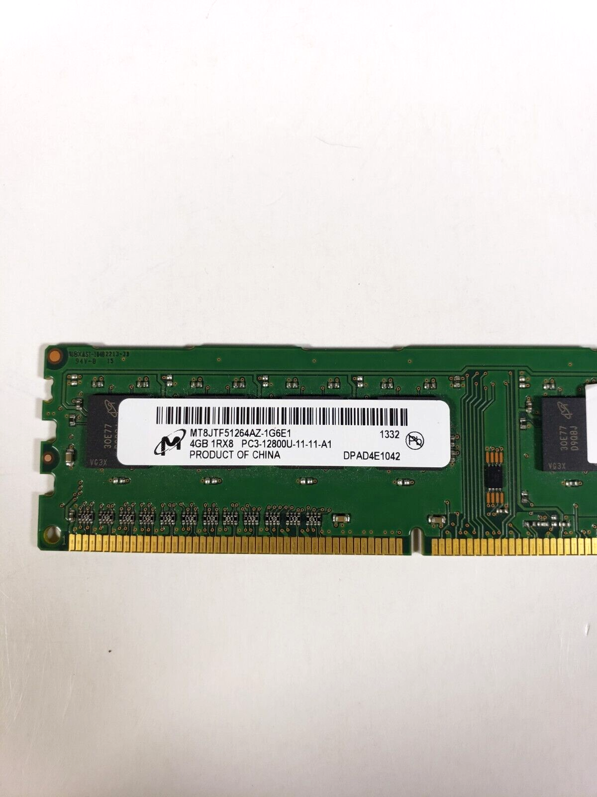 Micron 4GB DDR3 1Rx8 PC3-12800U MT8JTF51264AZ-1G6E1 Desktop RAM Memory ...