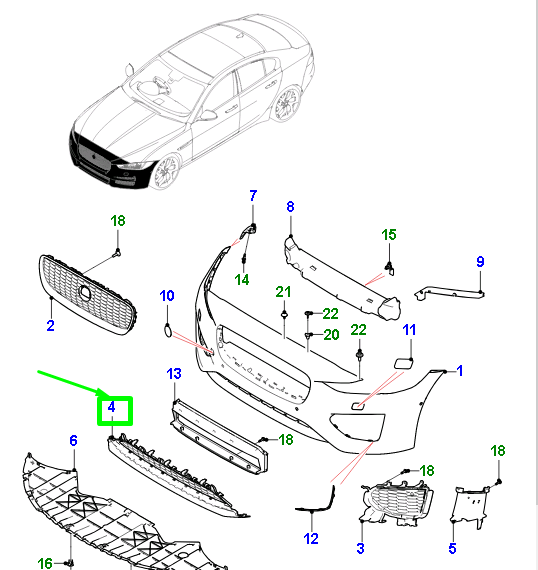 JAGUAR XE X760 FRONT BUMPER CENTER MESH LOWER GRILLE T4N33295 GENUINE ...