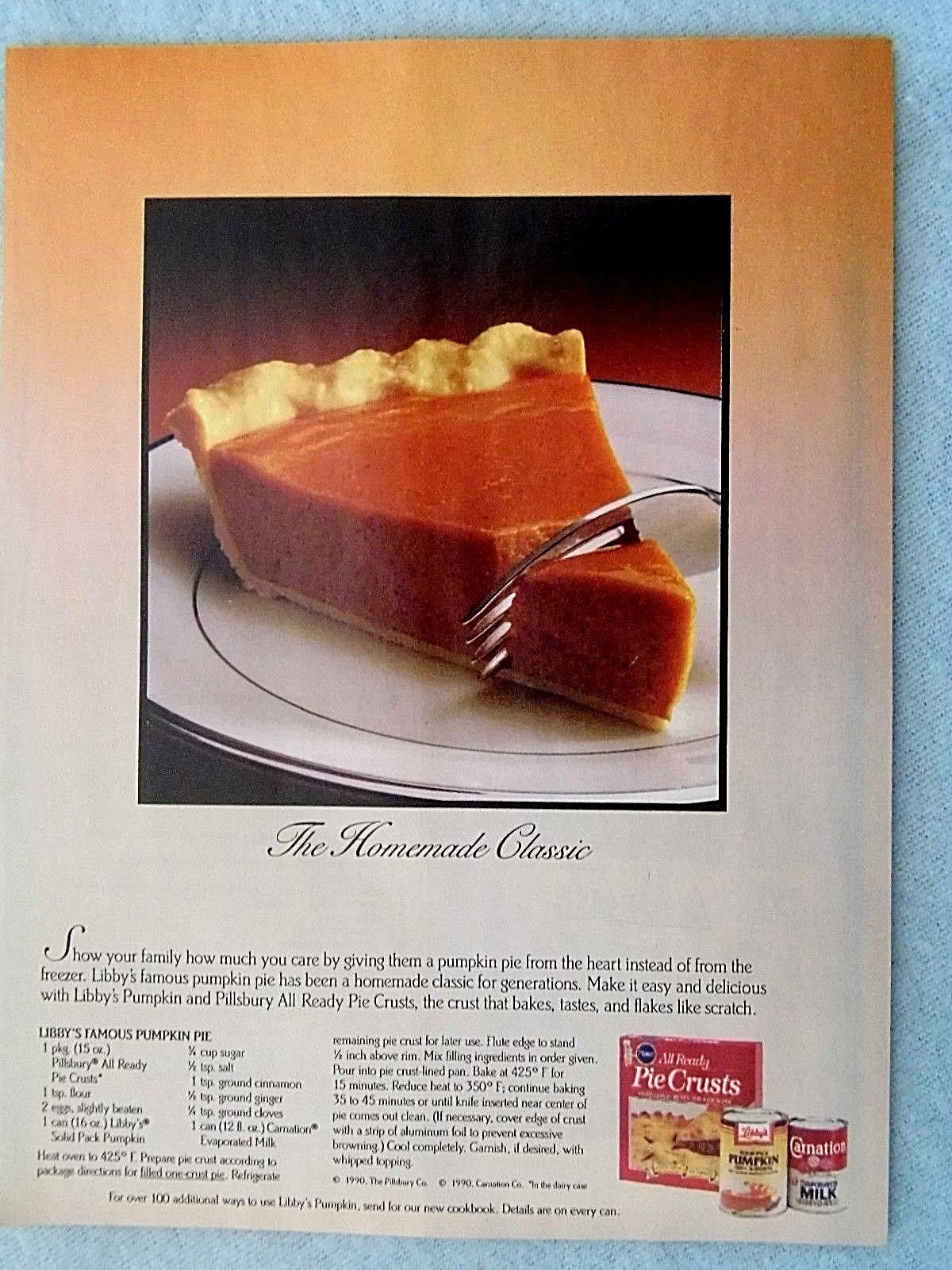 1990 Magazine Advertisement Page Pillsbury Crusts Libby's Pumpkin Pie ...