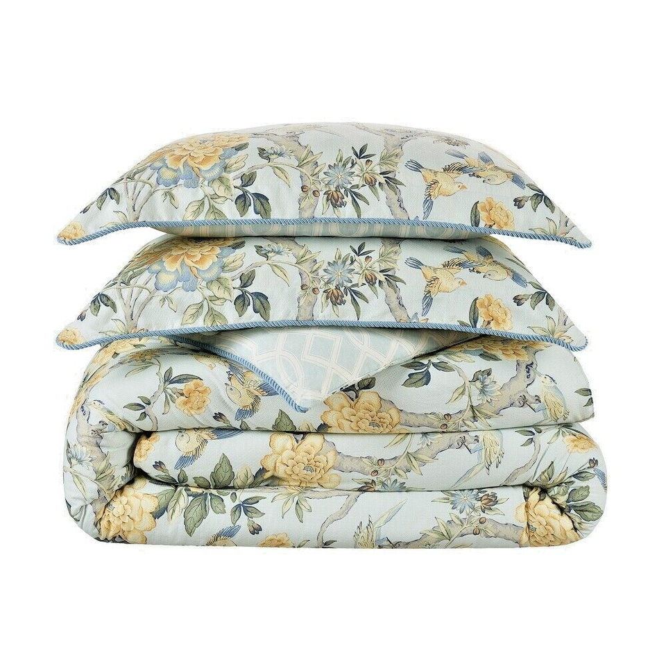4-Pc Waverly Mudan Blue Bird King Comforter Set | Floral French Country ...