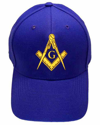 Freemason's Baseball Cap - Blue Hat with Golden Standard Masonic Symbol ...