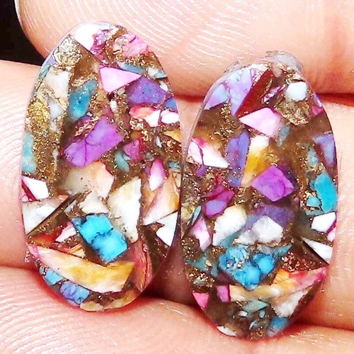 17.75Ct Copper Multi Color Turquoise Pair Green Purple Blue stone ...