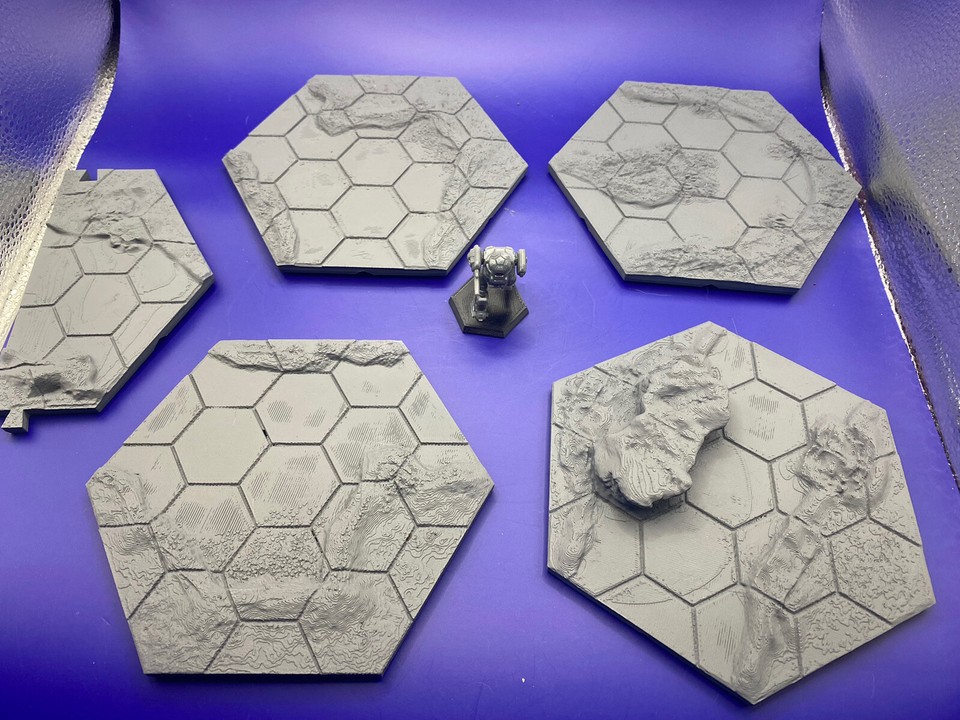 Battletech Compatible - Badlands 3D Terrain Hex Map - 25 tiles x 23 ...