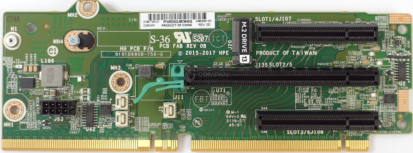 877946-001 HPE PROLIANT PRIMARY PCIE RISER CARD 2X8 X16 FOR DL380 G10 ...