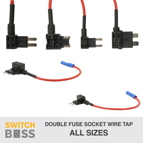 Double Blade Fuse Socket Wire Tap ALL STYLES 20A 16AWG 2 Way 12v ATO ...