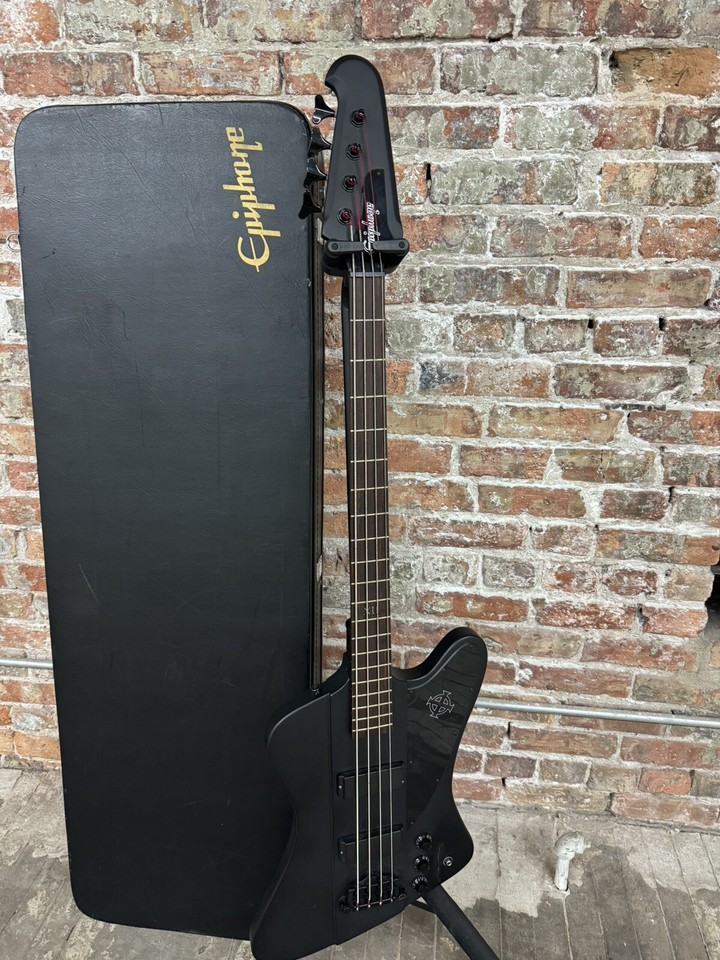 Epiphone Thunderbird XII Goth Black Bass W Original Hard Case T Bird IV ...