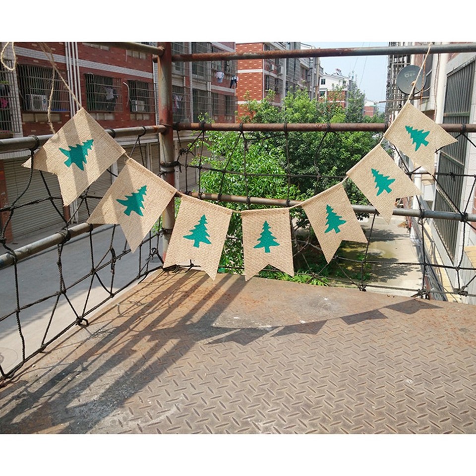 2 .8M Fabric Bunting Banner, Burlap Tree Christams Flag for Party ...