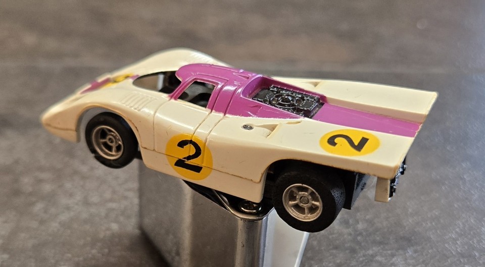 VINTAGE AURORA AFX PORSCHE 917 HO SLOT CAR W CHASSIS WHITE PURPLE ...
