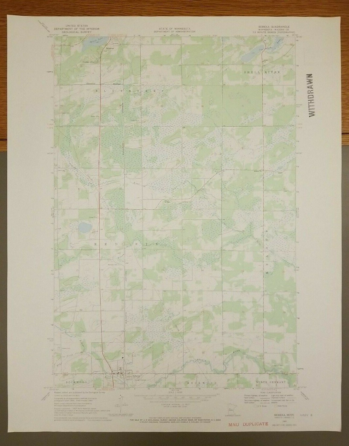 Sebeka, Minnesota Original Vintage 1969 USGS Topo Map 27" x 22" | eBay