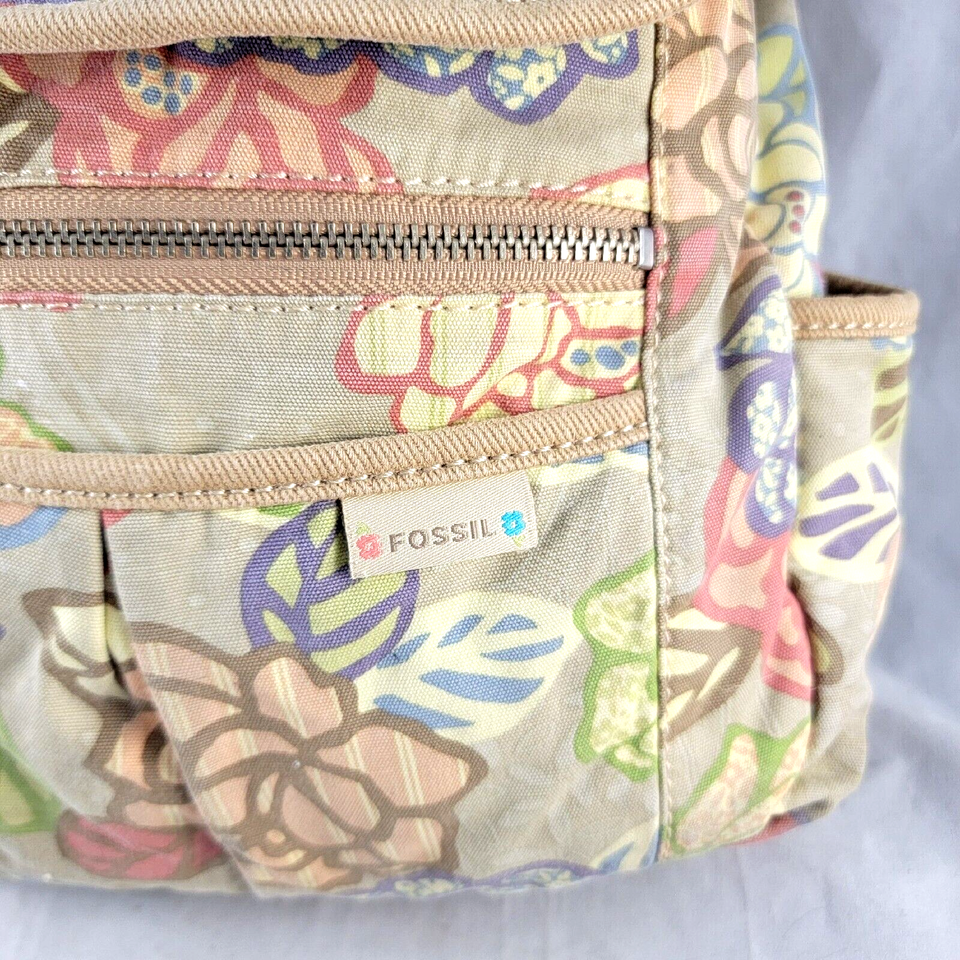 FOSSIL FLORAL Canvas Zip Mini Small Backpack Bag Purse | eBay