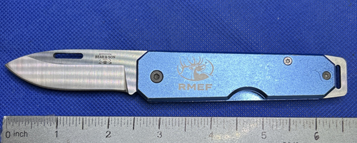 Bear & Son Large Slip Joint Blue 110BL RMEF Rocky Mountain Elk ...