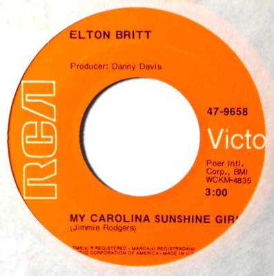Elton Britt My Carolina Sunshine Girl / Bitter Taste Str VG Country 45 ...