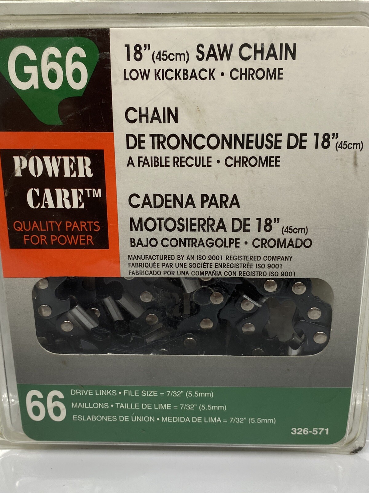 Power Care 18" Saw Chain G66 66 Links 7/32 File Size for sale online | eBay