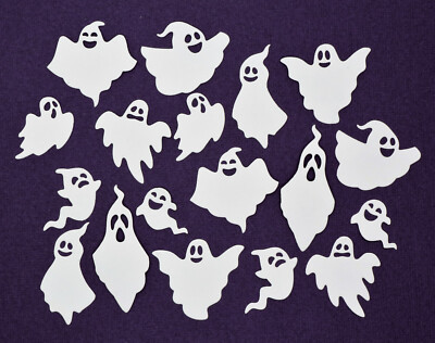 18 Halloween Ghost Cardstock Paper Die Cut Embellishment Scrapbook ...