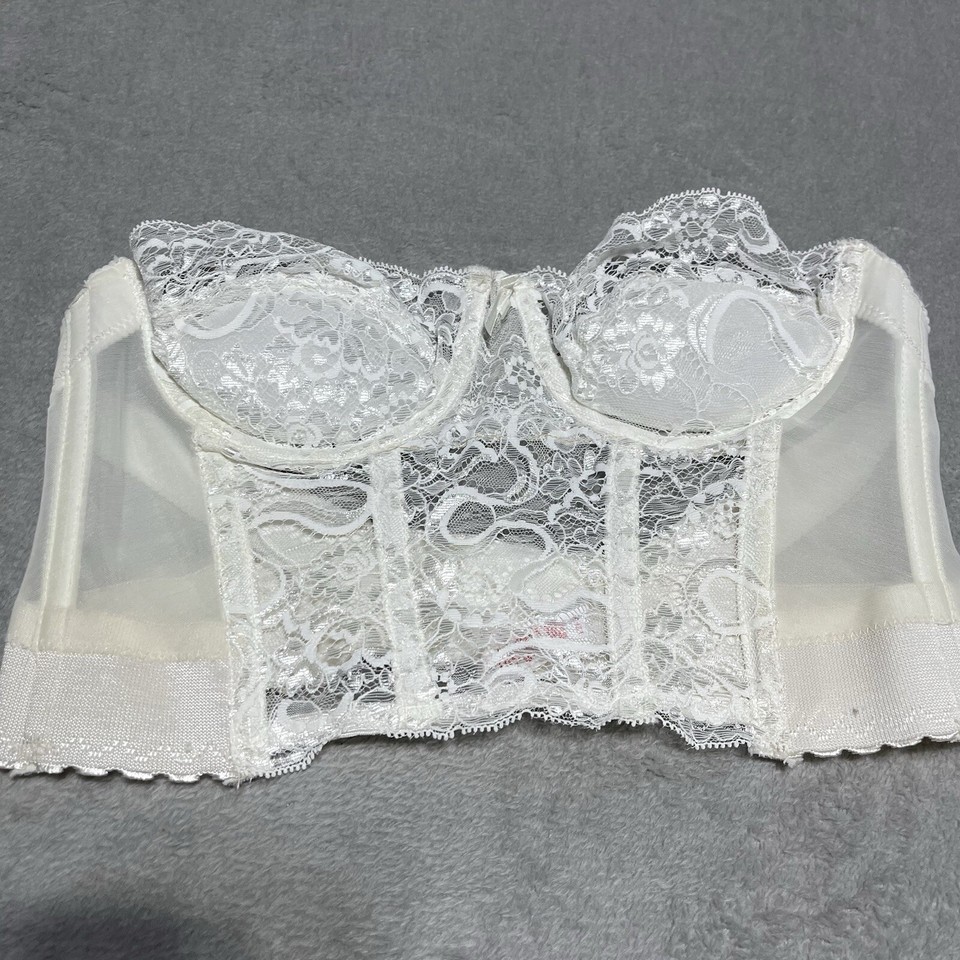 Vintage Cabernet Bustier Bra Womens 36A White Lace Underwire Strapless ...