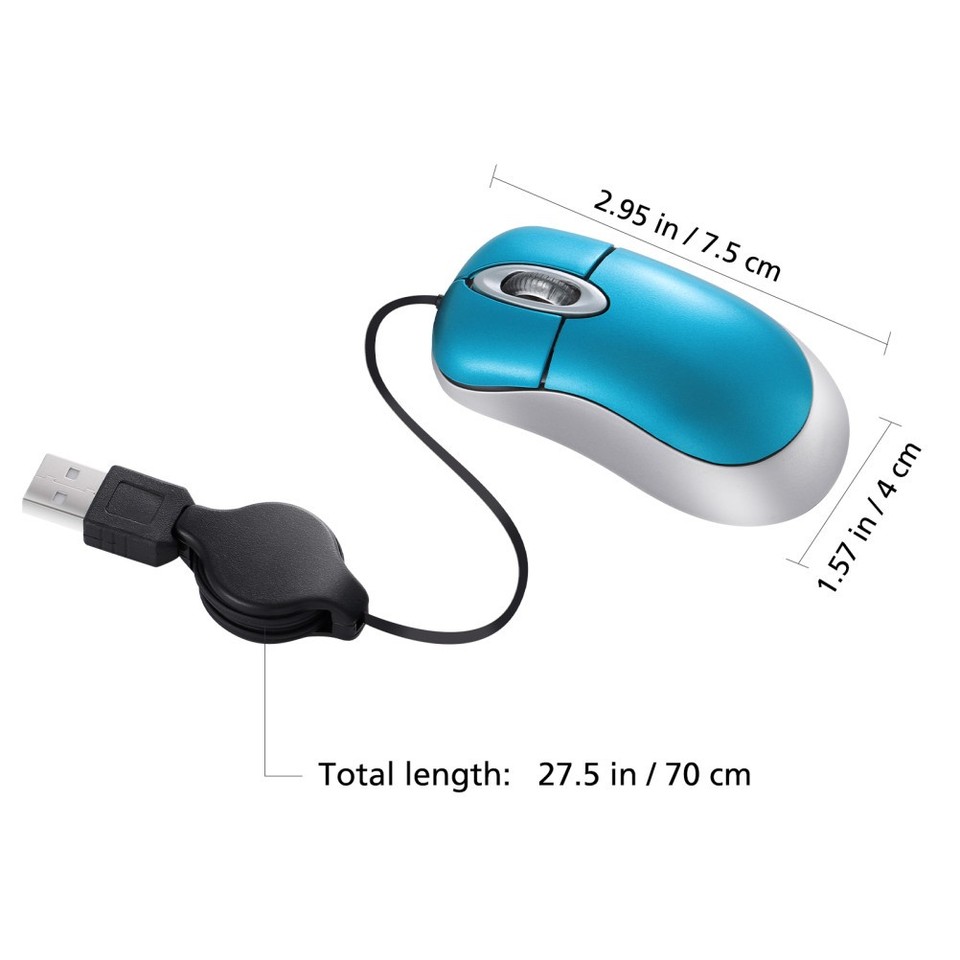 Usb Optical Mouse with Retractable Cable Ergonomic Gaming Computer for ...