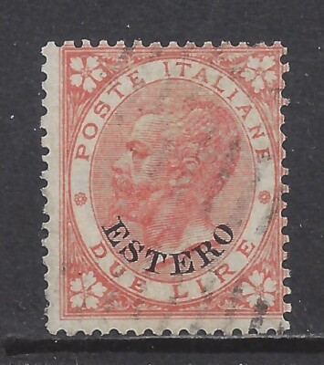 Italy 1874 offices Abroad 2 Lire stamp with overprint used Scott # 11 ...