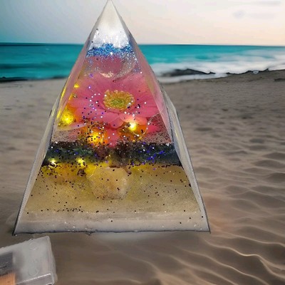 Lighted Pink Flower Resin Made Pyramid! Battery Operated | eBay