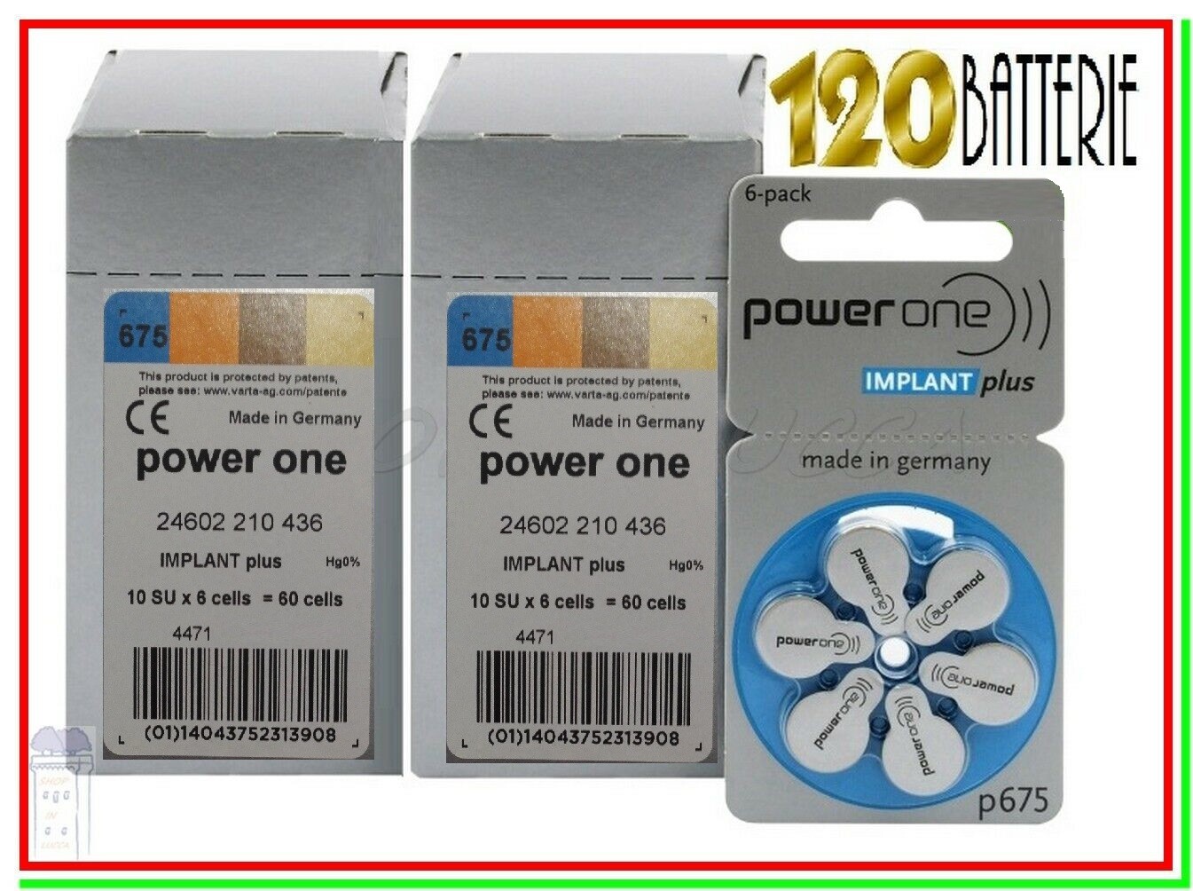 120 POWER ONE P675 IMPLANT PLUS Batterie Pile per apparecchi acustici ...