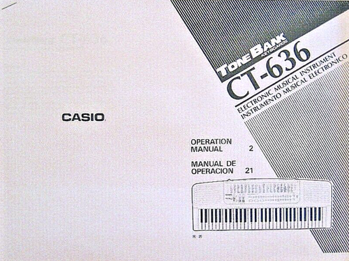 Casio CT-636 & CT-638 Electronic Keyboard Owner's Manual Booklet ...