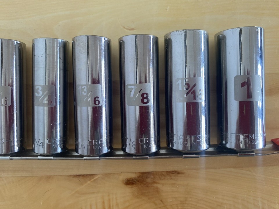 Craftsman 9-piece 1/2” Drive Deep 12 Point SAE Socket Set - Made In USA ...