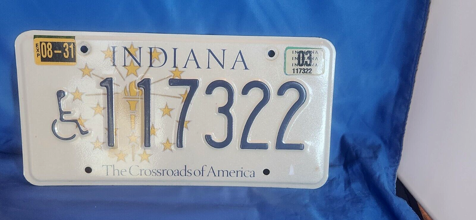 2003 United States Indiana Crossroads of America Disabled License Plate ...