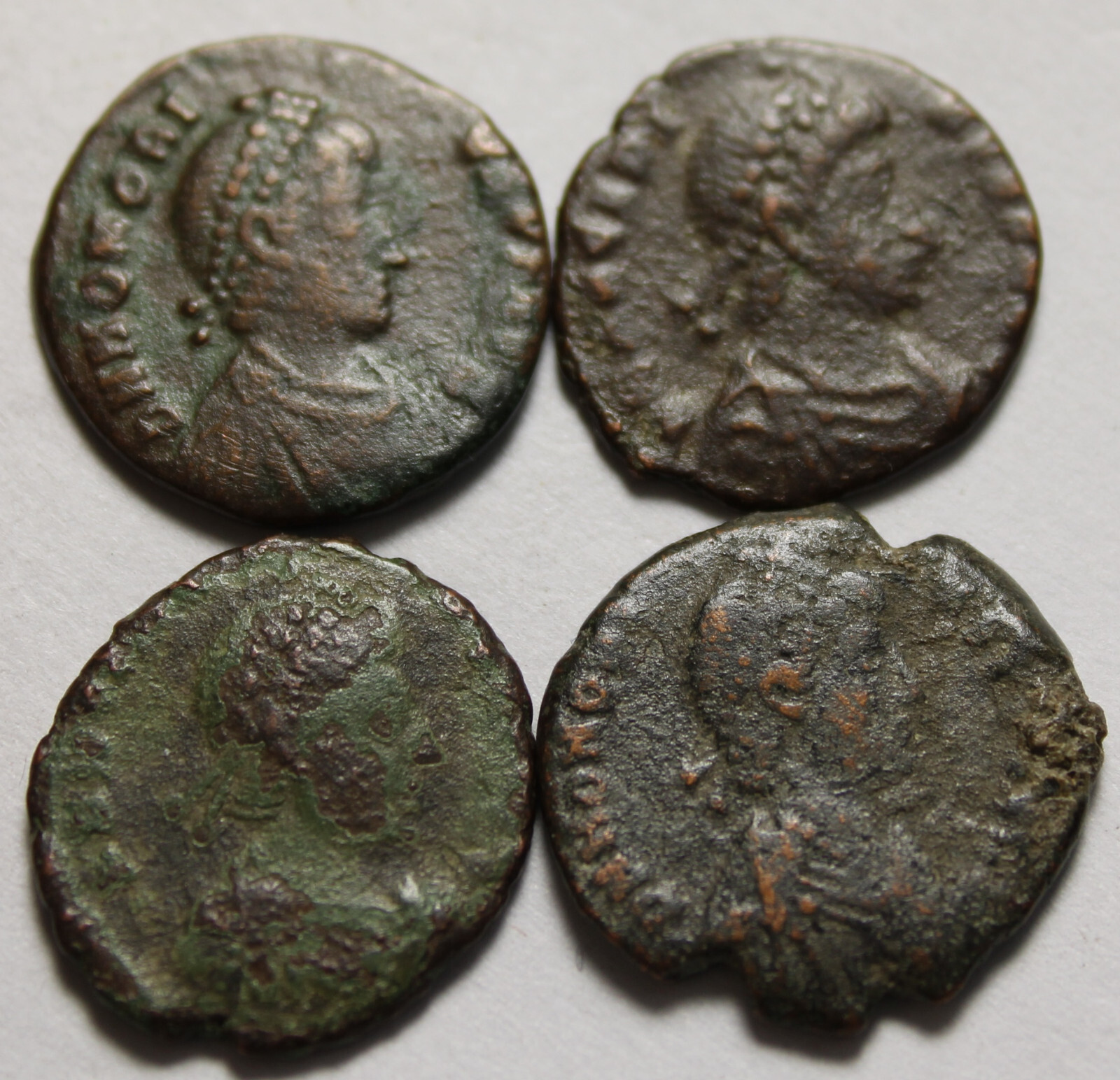 Lot of 4 Rare Genuine ancient Roman Coins Arcadius & HONORIUS crowned ...