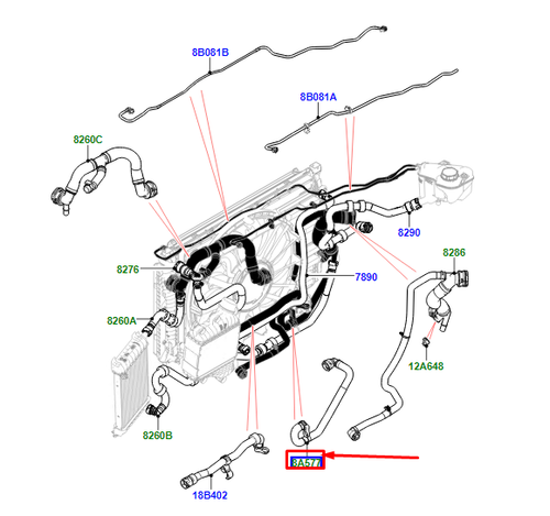 LAND ROVER RANGE ROVER EVOQUE L538 Radiator Coolant Hose LR094124 NEW ...