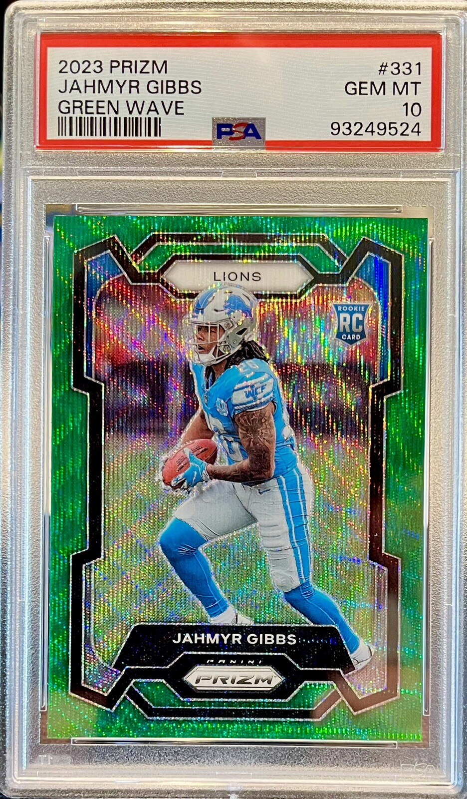 2023 Prizm Jahmyr Gibbs Rookie Card #331 GREEN WAVE 💎PSA 10 Gem Mint💎 LIONS 🦁 | eBay