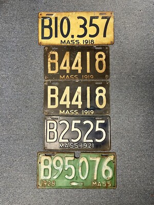 **Antique Massachusetts COMMERCIAL License Plate Lot!!** 5 Plates inc ...