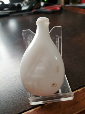 Mini Milk Flask 2.5" A in a triangle - made in japan milkglass bottle ...
