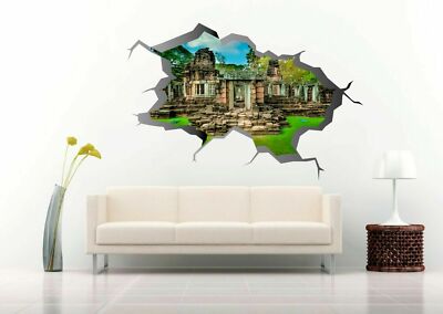 Ancient Ruins In Jungle 3D Crack Hole Wall Decal Vinyl Sticker Mural ...