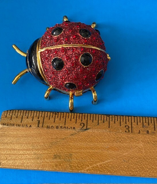 Perry Borrelli metal red jeweled Ladybug rhinestone trinket box | eBay