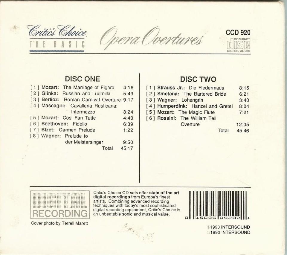THE BASIC OPERA OVERTURES - CRITIC'S CHOICE - 2 CD SET | eBay
