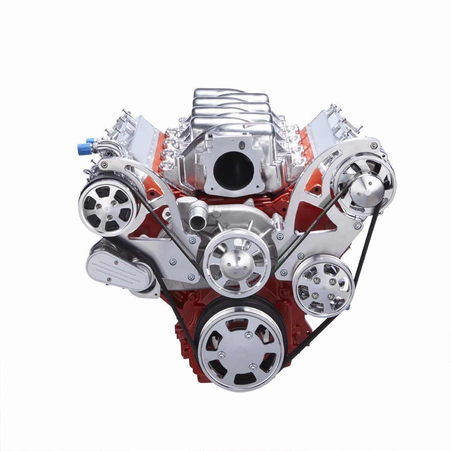 Polished Chevy LS Serpentine Pulley Kit - AC & Power Steering LS1 LS2 ...