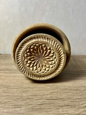 Antique 19th.c PA Dutch Geometric Design Carved Wood Butter Mold Print ...