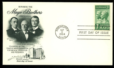 MAYO BROTHERS MAYO CLINIC MEDICAL RESEARCH 1964 FLEETWOOD CACHET FDC VF ...