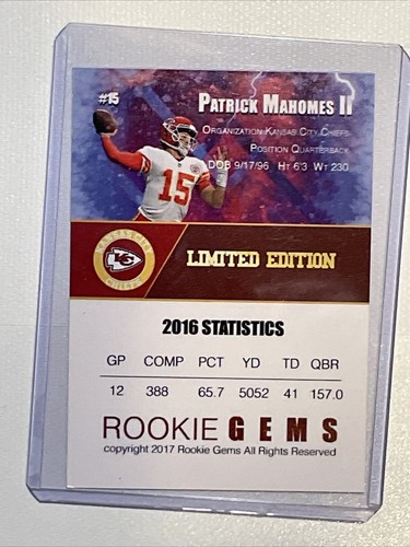 Patrick Mahomes II 2017 Gold Rookie Card | eBay